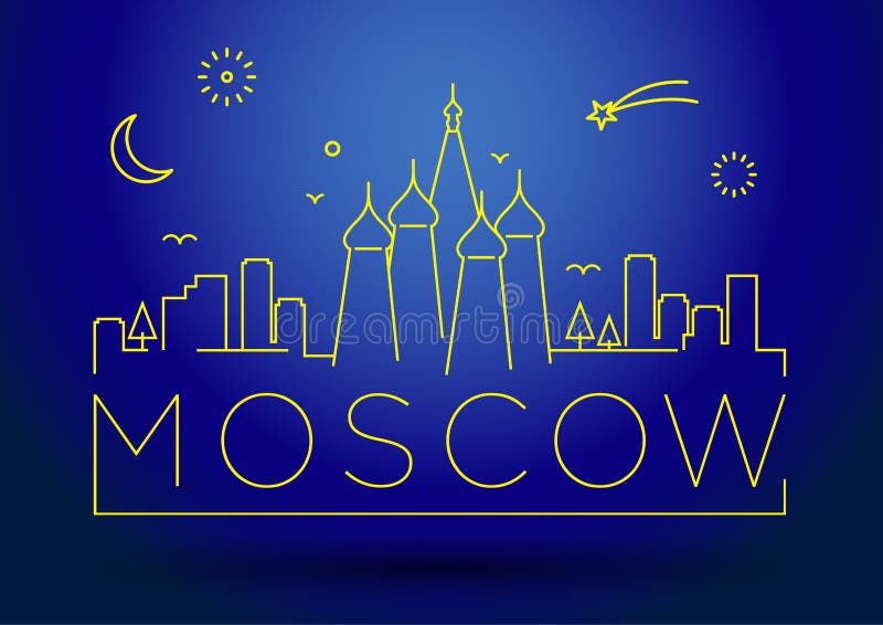 Moscow City Line Silhouette Typographic Design Stock Vector ...