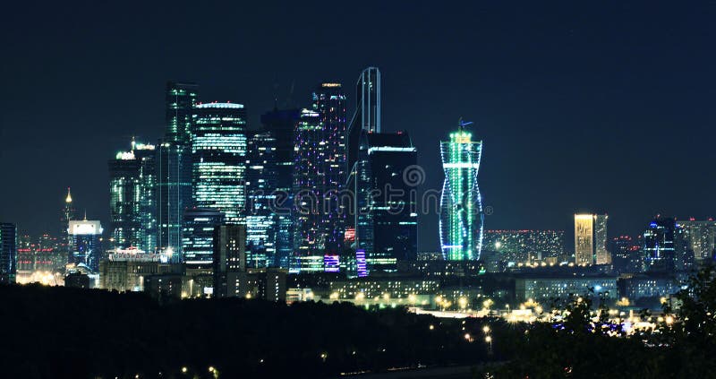 Moscow-city Night Landscape Stock Photo - Image of house, downtown ...