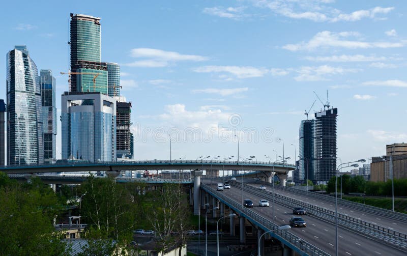 Moscow-city and road stock image. Image of drive, modern - 35675315