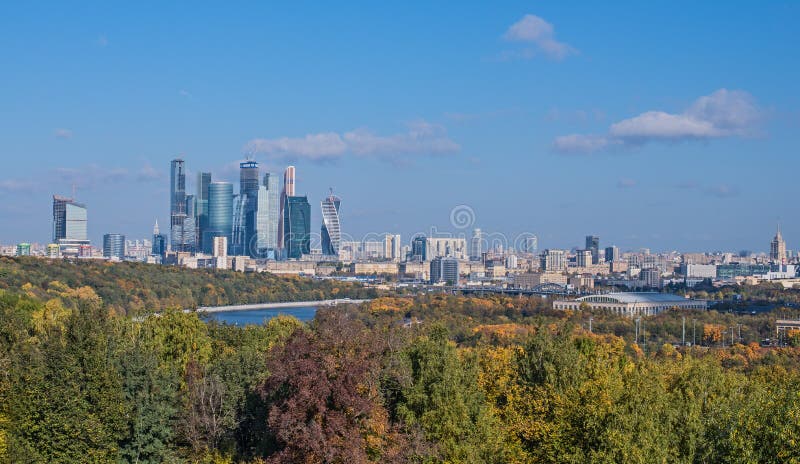 Moscow City View from Vorobyovy Mountains Editorial Photography - Image ...