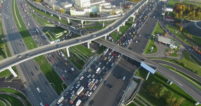 Moscow Cityscape with Busy Intersections, Aerial View Stock Footage ...
