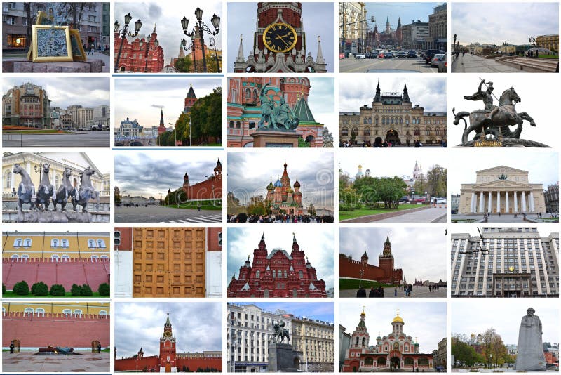 Collage Moscow Kremlin stock photo. Image of culture - 16716546