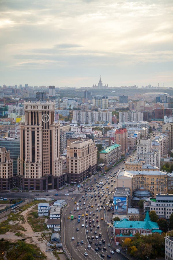 Moscow Garden Ring with a View of Smolenskaya Square on February 08 ...