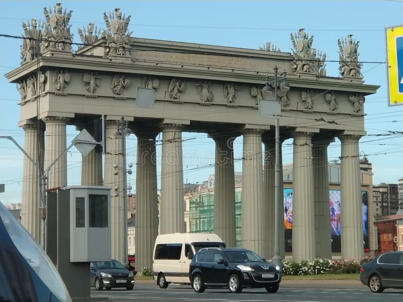 Moscow Gate in St Petersburg Editorial Image - Image of monument ...