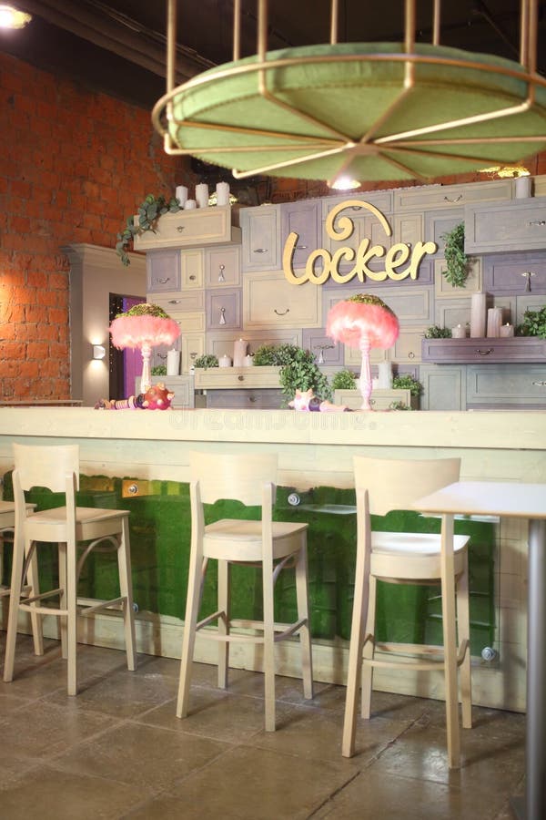 Interior Locker Quest Bar with Bar Table and Editorial Image - Image of ...