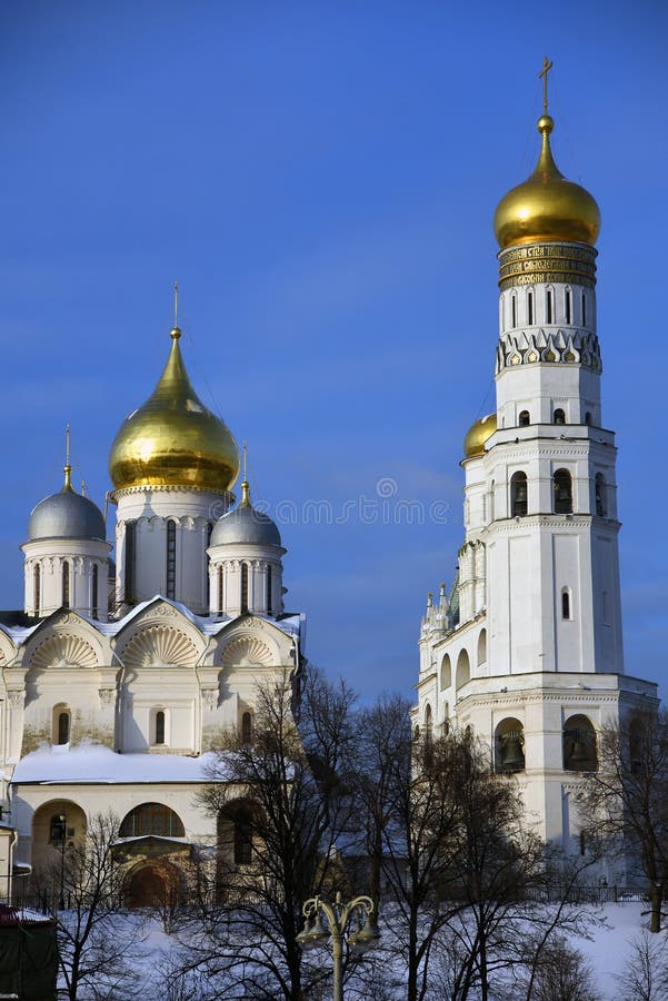 Moscow Kremlin Architecture in Winter. Ancient Churches Stock Photo ...