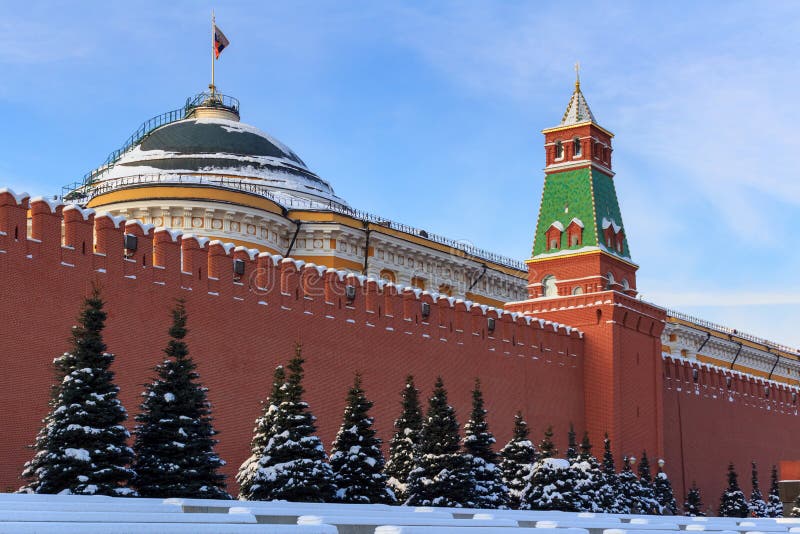 Moscow Kremlin on a Blue Sky Background. Moscow in Winter Stock Photo ...