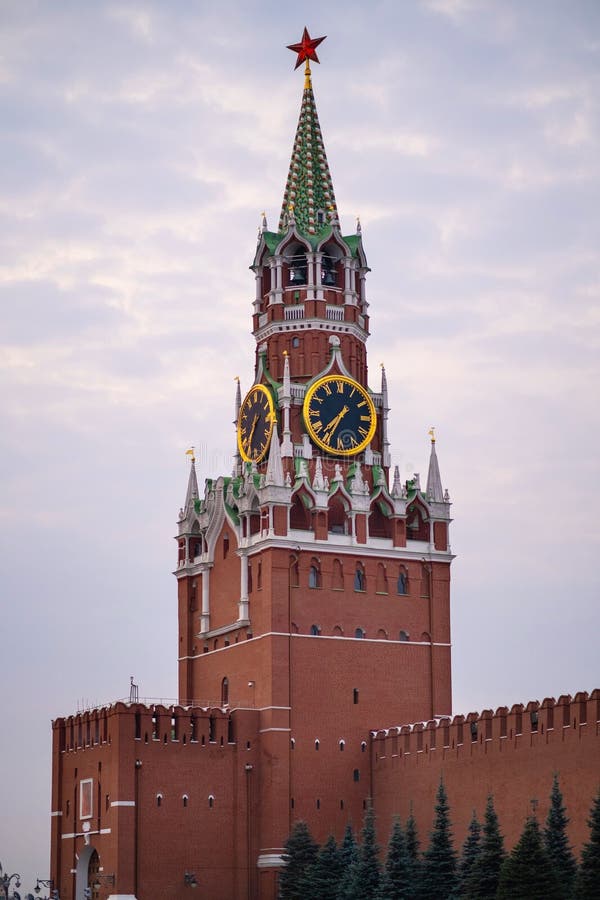 Moscow Kremlin. Spasskaya Tower, Clock. Stock Image - Image of russia ...