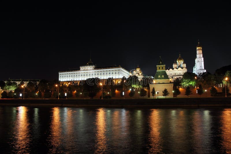 Moscow Kremlin at night. stock photo. Image of lighting - 26002312