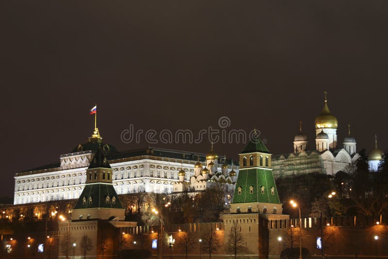 Moscow Kremlin at night stock photo. Image of international - 31515154