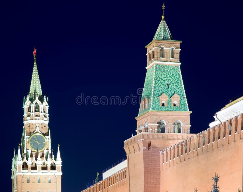 Moscow Kremlin by Night, Russia Stock Photo - Image of tourism ...