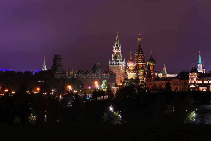 Moscow Kremlin at Night Time Stock Photo - Image of russian, time ...