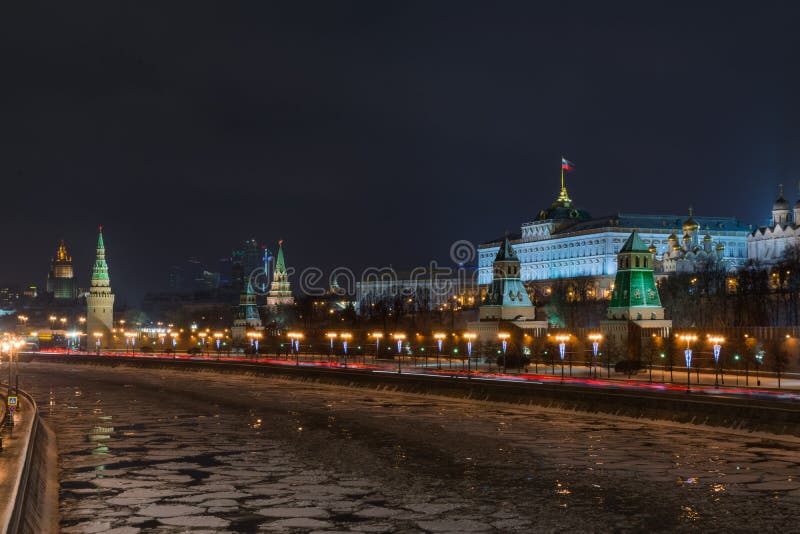 Moscow Kremlin Night stock photo. Image of center, cityscape - 93052056