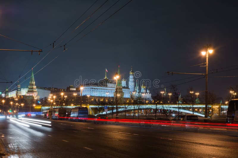 Moscow Kremlin Night stock photo. Image of russia, cathedral - 93052140