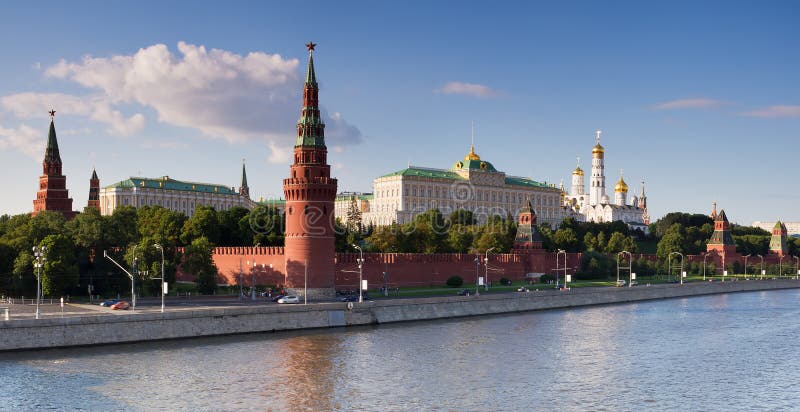 Moscow Kremlin Palace and Moskva River Stock Image - Image of monuments ...