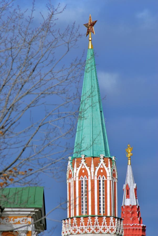 Moscow Kremlin. Red Ruby Star. Stock Image - Image of building ...