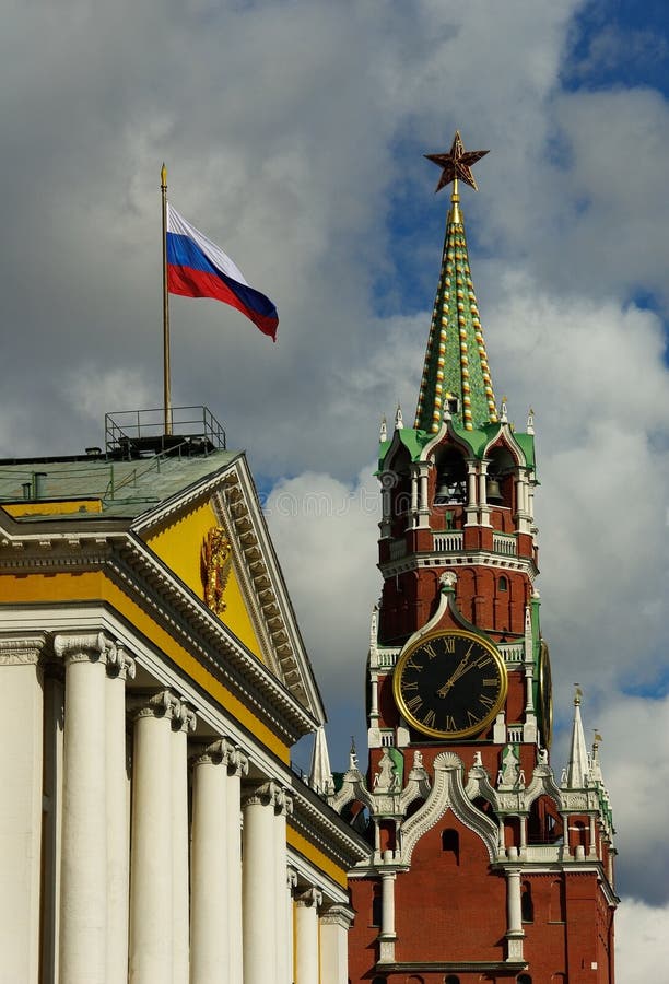 Moscow Kremlin and Russian State Symbols Stock Image - Image of chimes ...