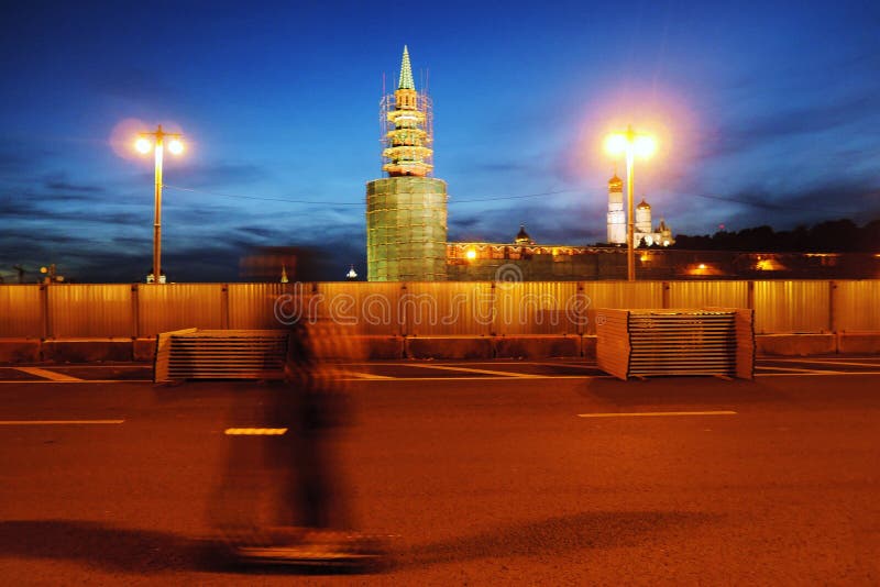 Moscow Kremlin at Sunset and the Moscow River Embankment. Stock Photo ... Moscow Kremlin at Sunset and the Moscow River Embankment. Stock Photo ...
