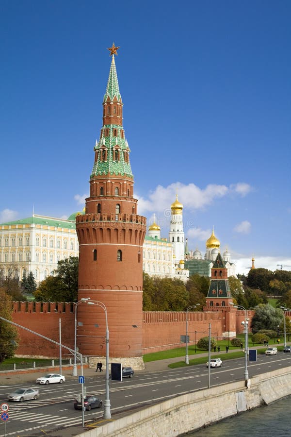 Moscow, Kremlin Skyline at Night Stock Photo - Image of monuments ...