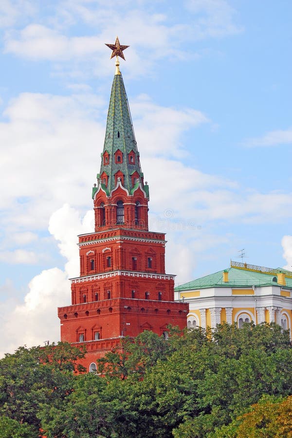 Moscow Kremlin Tower. Blue Sky Background. Stock Photo - Image of ...