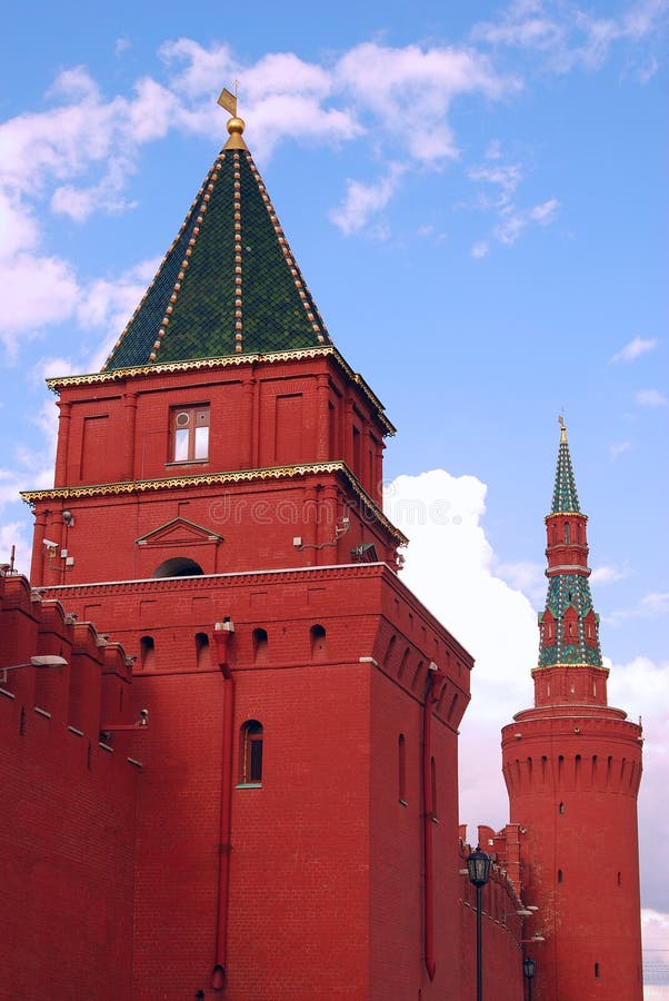Moscow Kremlin Tower. Blue Sky Background Stock Photo - Image of ...