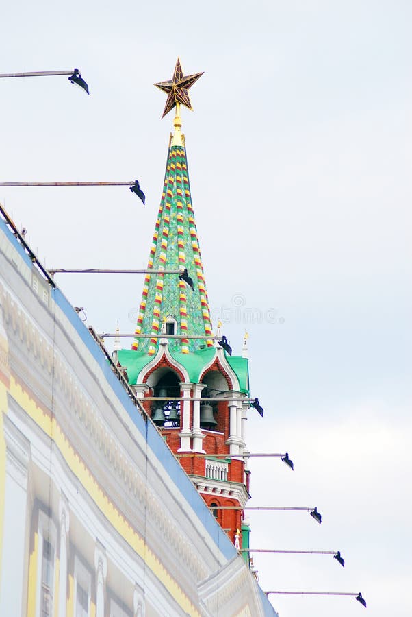 Moscow Kremlin Tower Decorated by a Red Ruby Star Stock Photo - Image ...