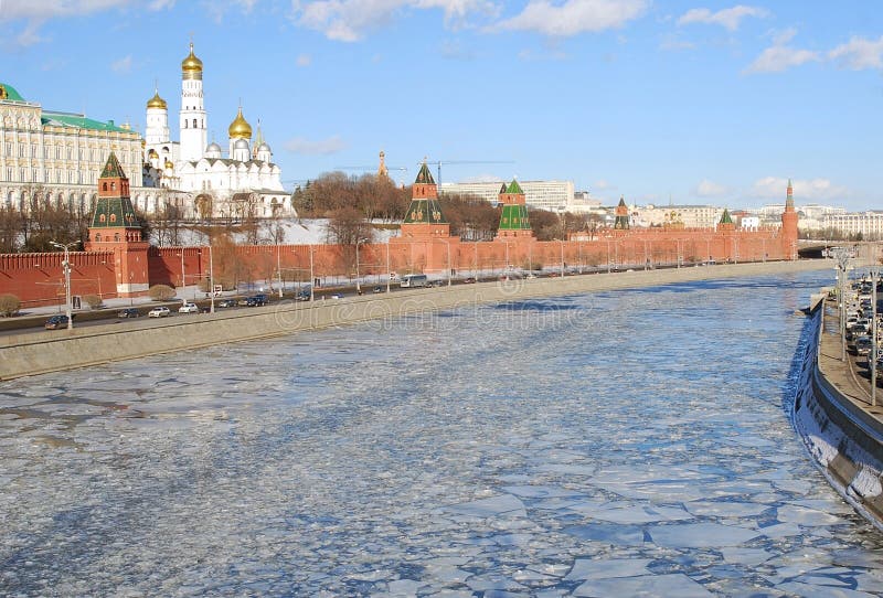 Moscow Kremlin Tower and Wall. Stock Photo - Image of floating ...