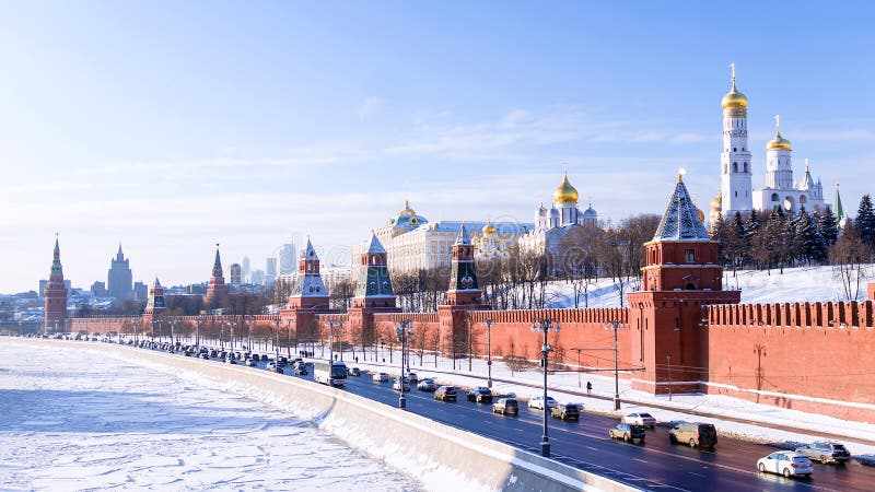 Moscow Kremlin Winter View, Russia Stock Photo - Image of fortress ...