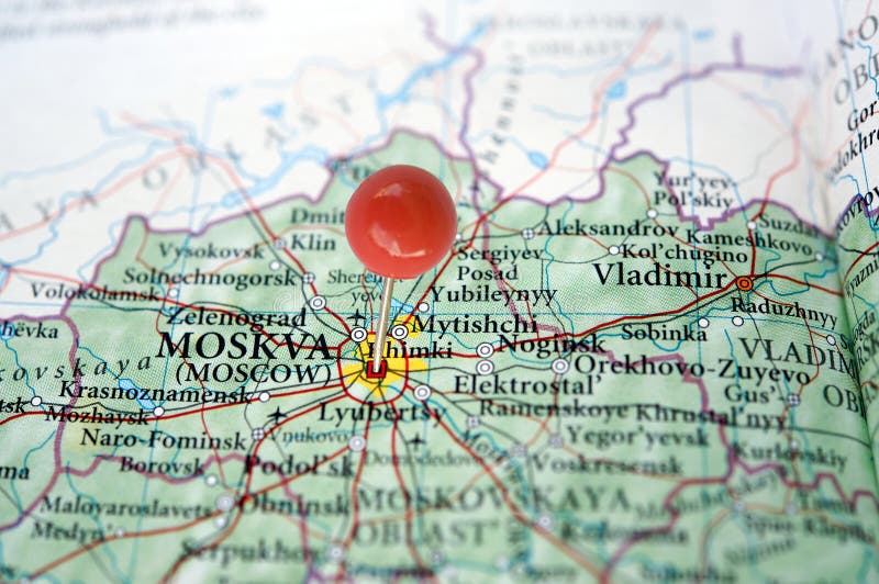 Moscow on a map stock photo. Image of city, cartography - 34097382