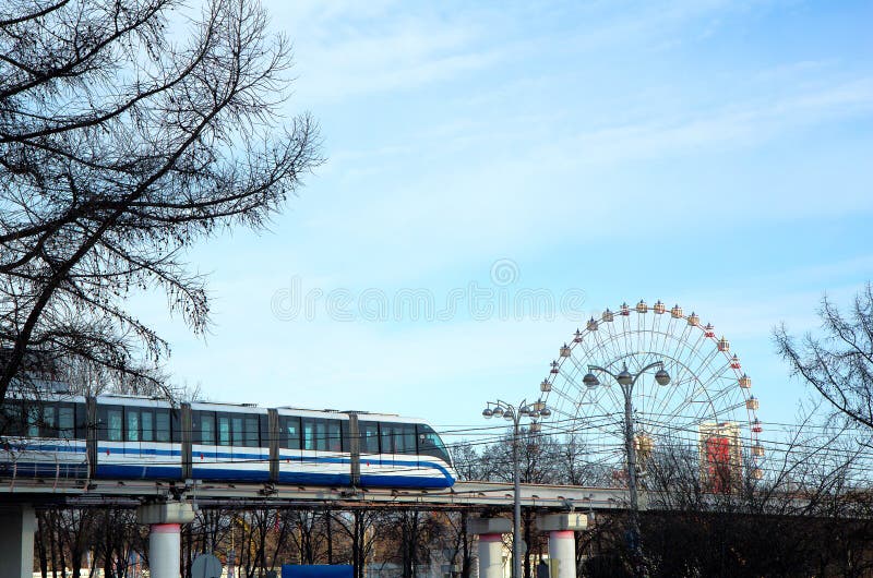 Moscow. Monorail stock photo. Image of train, cars, europe - 38183748
