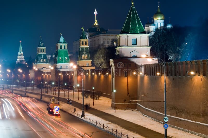 Moscow night stock image. Image of business, churches - 13098235