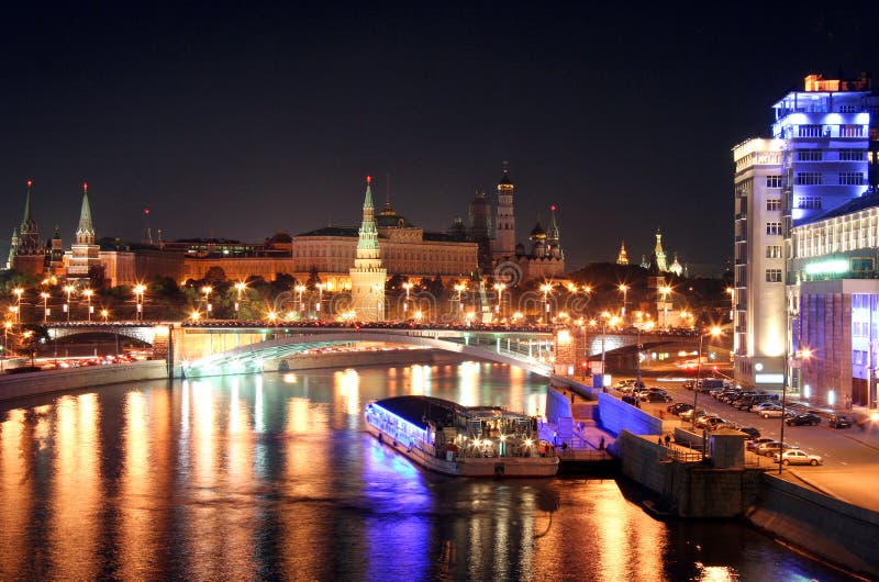 Moscow at Night 6 stock photo. Image of tower, ship, kremlin - 1391800
