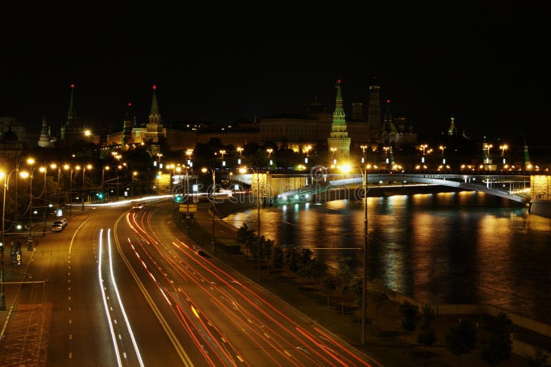 Moscow Night with a Beautiful Stock Image - Image of landscape ...