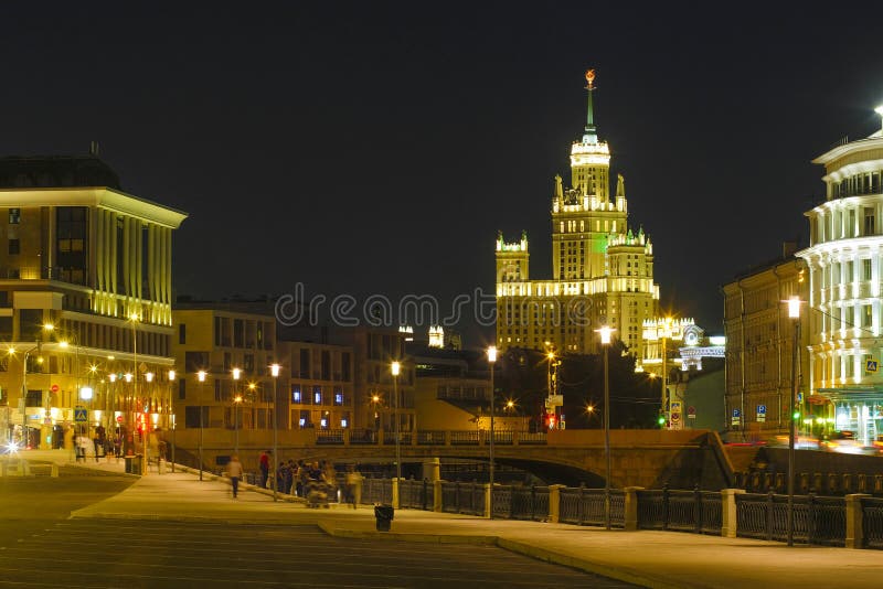 Moscow night cityscape stock image. Image of light, house - 130491475
