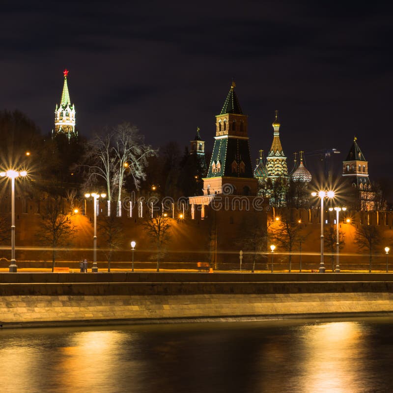Moscow night lights three stock photo. Image of night - 83012436