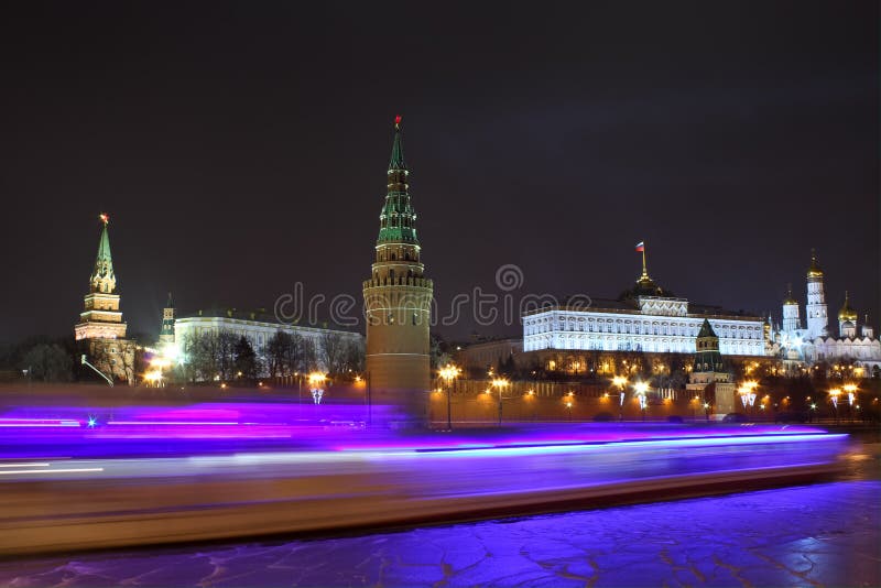 Moscow at night stock image. Image of moscow, movement - 64419141