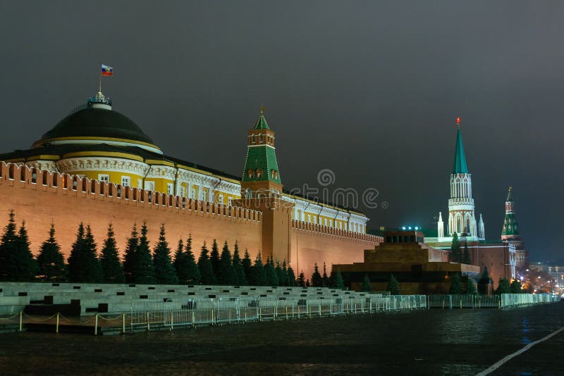 Moscow Red Square and Kremlin at Night Editorial Stock Image - Image of ...