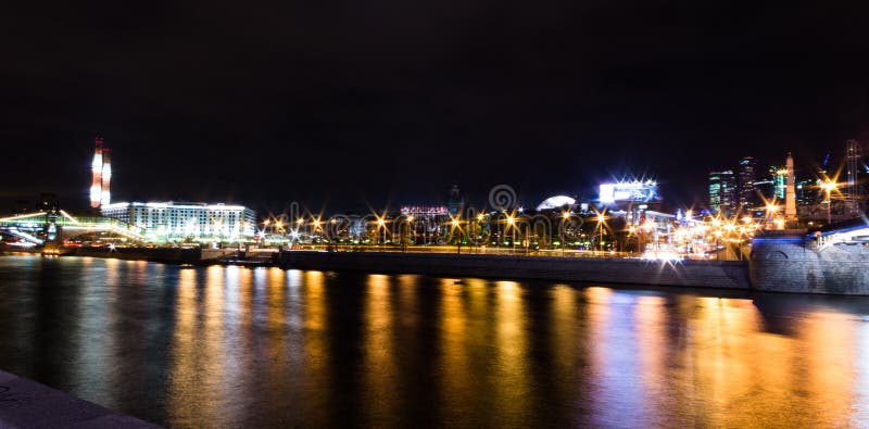 Moscow river,night time stock photo. Image of evening - 34935458