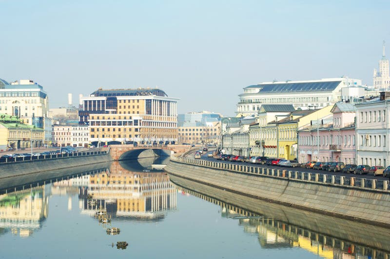 The Moscow River in Spring. Stock Image - Image of building, moskva ...