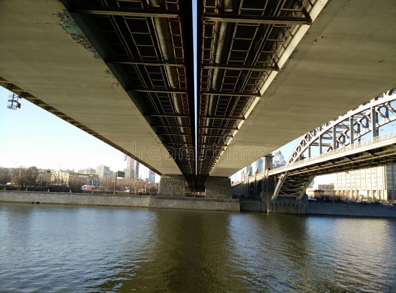Moscow river under bridge editorial photography. Image of russia - 51443272