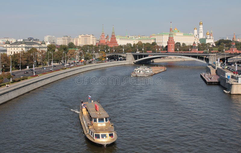 Moscow. River View To Kremlin Editorial Stock Photo - Image of view ...