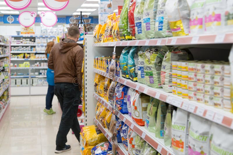 Moscow, Russia - April 16.2016. Interior Four Paws Pet Store Editorial ...
