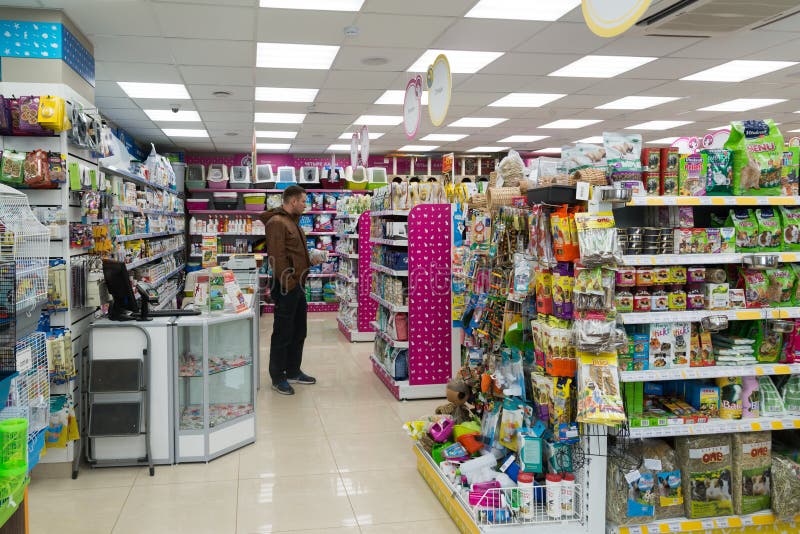 Moscow, Russia - April 16.2016. Interior Four Paws Pet Store Editorial ...