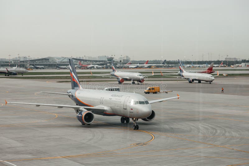 Moscow, Russia - August 2021. Runways of the Sheremetyevo Terminal ...