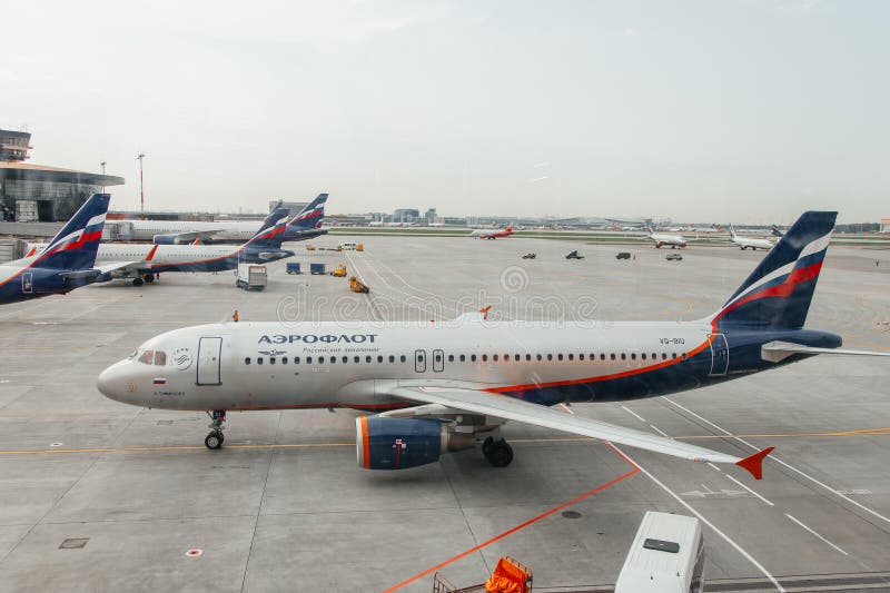 Moscow, Russia - August 2021. Runways of the Sheremetyevo Terminal ...