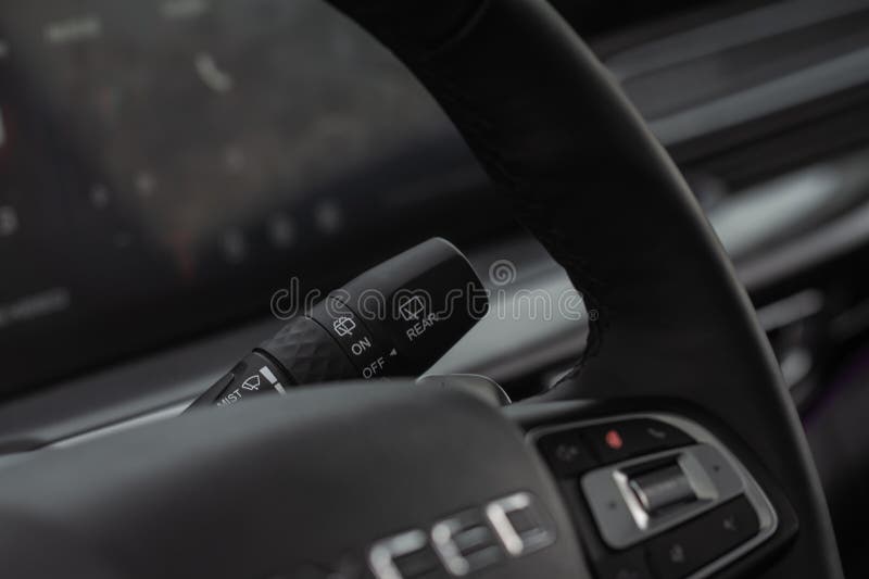 Moscow, Russia - December 18, 2021 Car Wiper Adjustment Lever ...