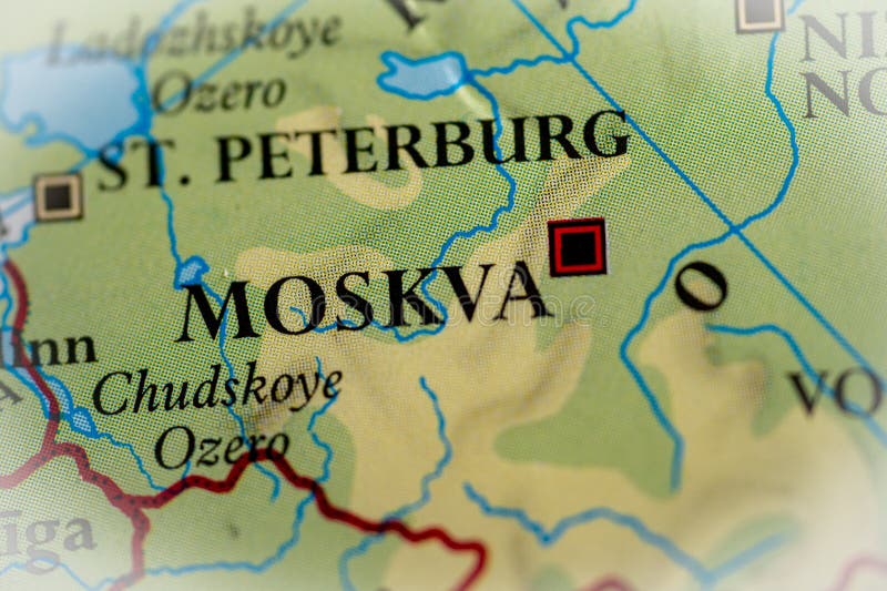 Moscow, Russia Highlighted on a World Map Stock Photo - Image of ...