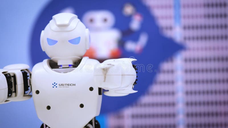 MOSCOW, RUSSIA - JANUARY 25, 2018: Humanoid Robot Dance. Close Up of ... MOSCOW, RUSSIA - JANUARY 25, 2018: Humanoid Robot Dance. Close Up of ...