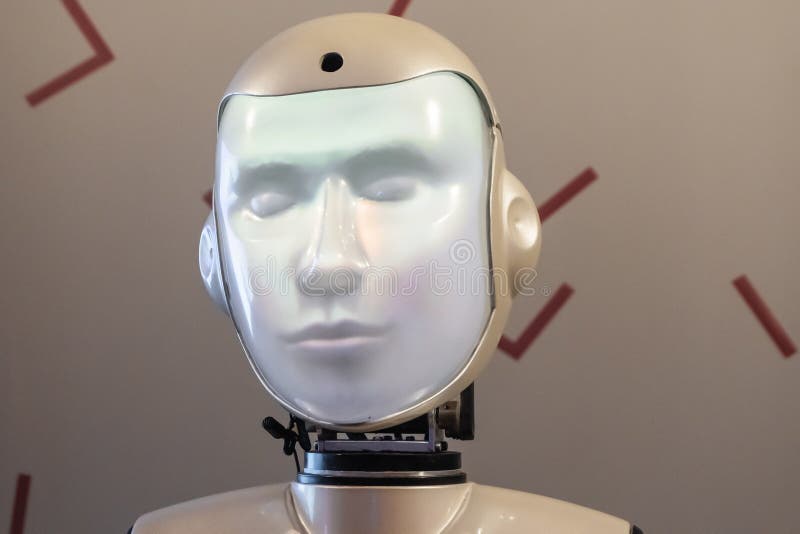 Moscow, Russia - 21 July 2019: Human Robot. Robot Face Close-up ...