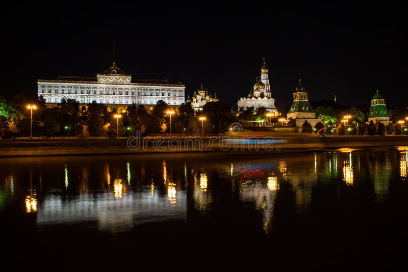 Moscow, Russia - July, 17 2016: View of the Moscow Kremlin at Night ...